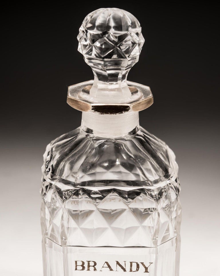 Set of Three Georgian Square Labelled Spirit Decanters at 1stDibs