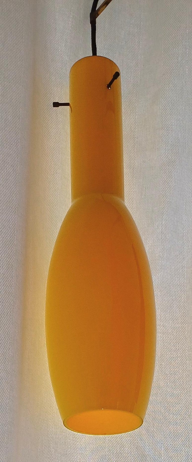 Set of Three Hanging 1950s Italian Glass Ceiling Lights For Sale at 1stDibs