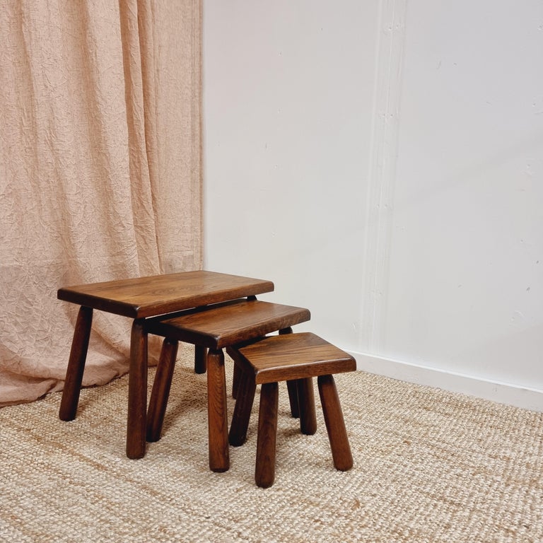 Set of Three Rustic Nesting Tables, Scandinavian / Mid-Century Modern ...