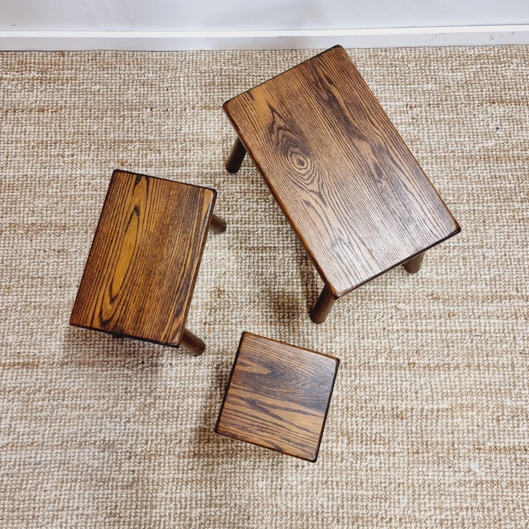 Set of Three Rustic Nesting Tables, Scandinavian / Mid-Century Modern ...