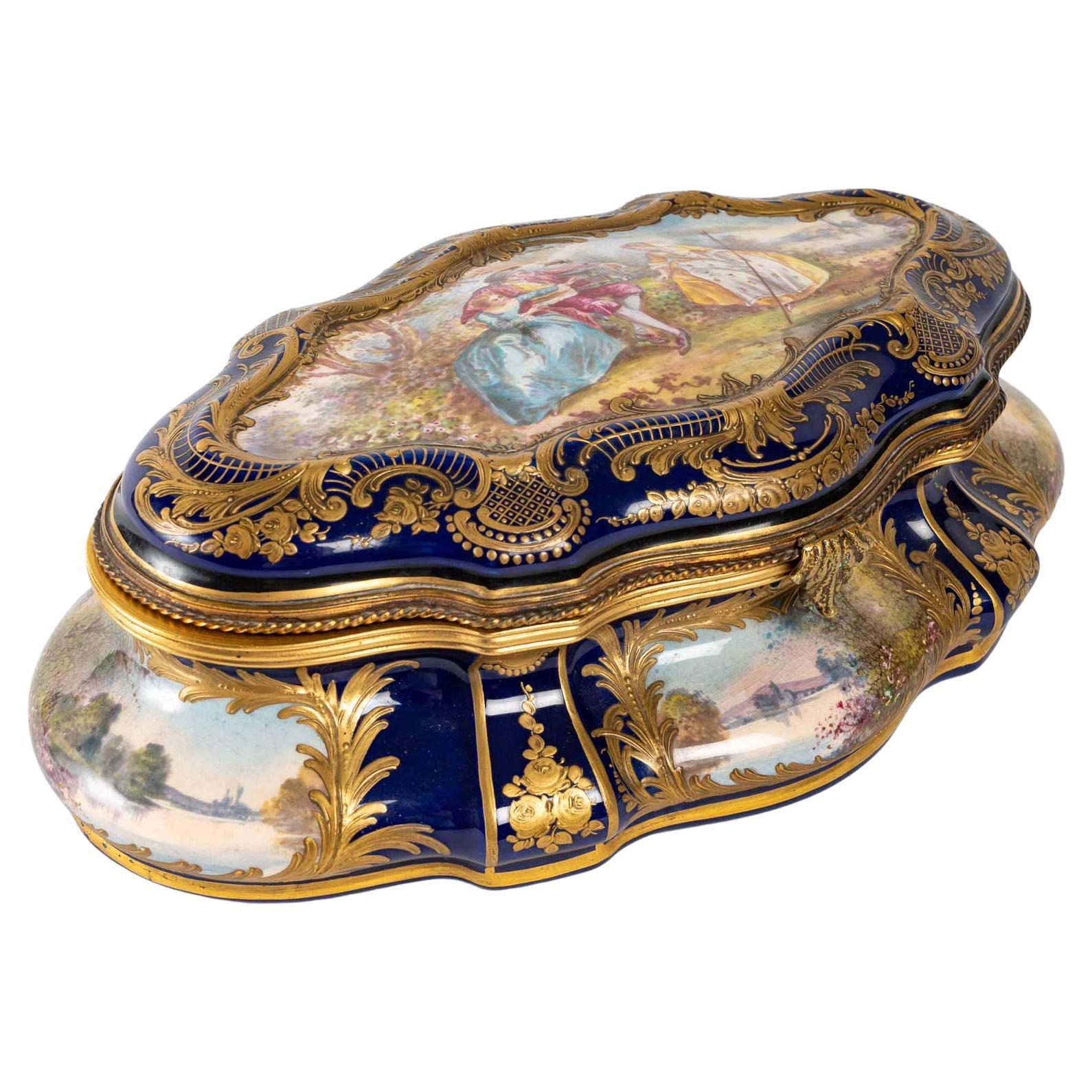 19th Century French Maple and Porcelain Tile Bread Box from Villeroy ...