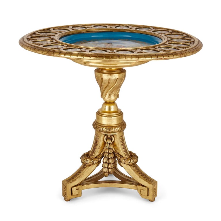 Sevres Style Giltwood and Porcelain Mounted Guéridon For Sale at 1stDibs