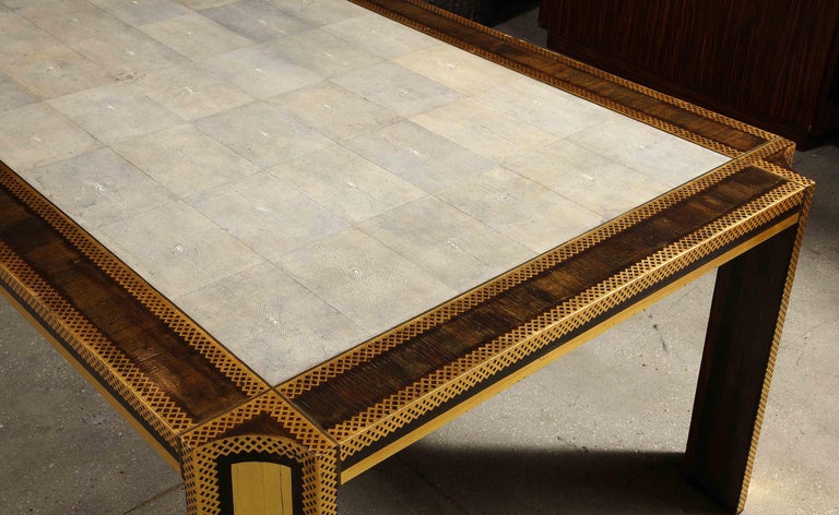 Shagreen and Gilt Stenciled Dining Table by Karl Springer For Sale at ...