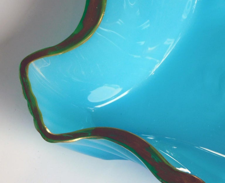 Shapely French Pale-Blue Opaline Glass Shell-Form Bowl at 1stDibs