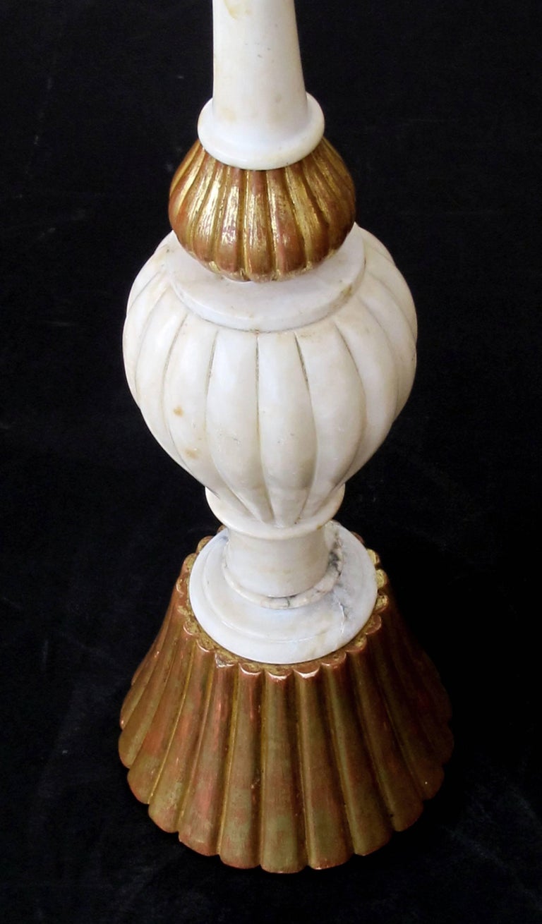 Shapely Pair of Italian Baluster-Form Carrara Marble Lamps with ...