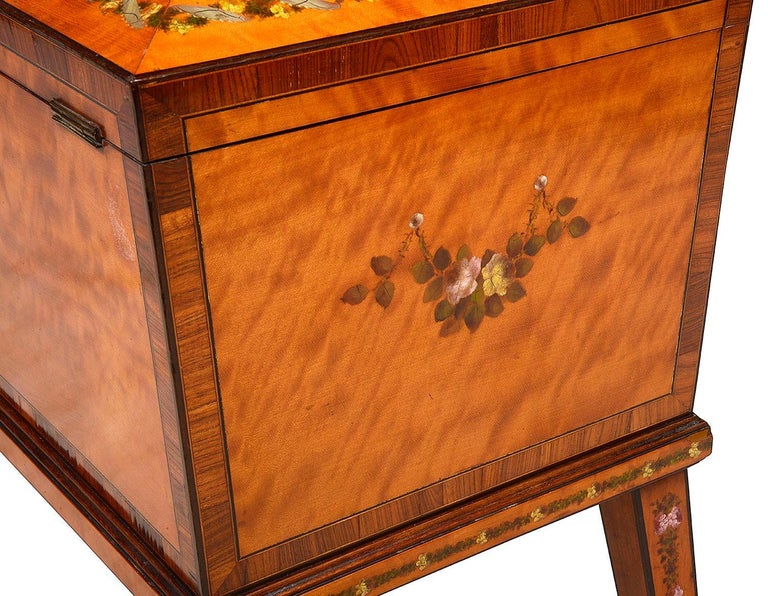 A Sheraton revival satinwood Cellarette For Sale at 1stDibs