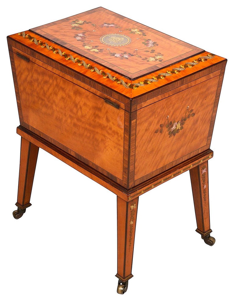 A Sheraton revival satinwood Cellarette For Sale at 1stDibs