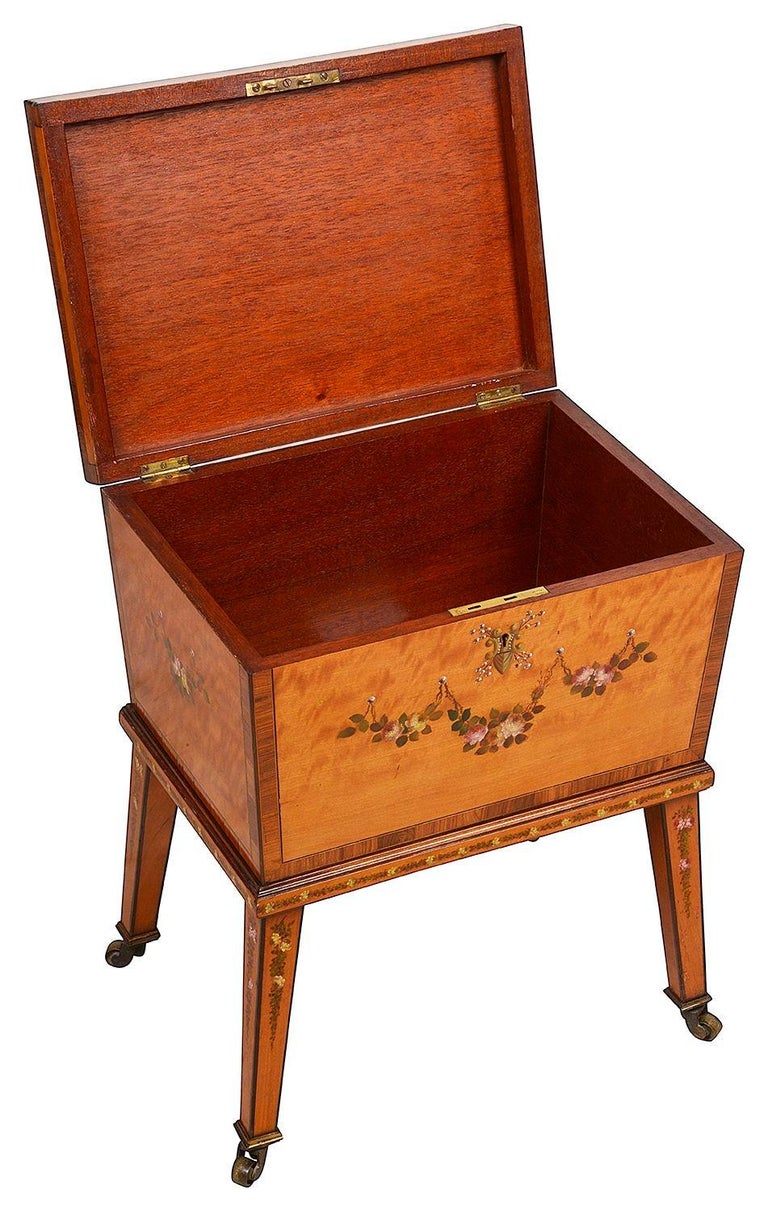 A Sheraton revival satinwood Cellarette For Sale at 1stDibs