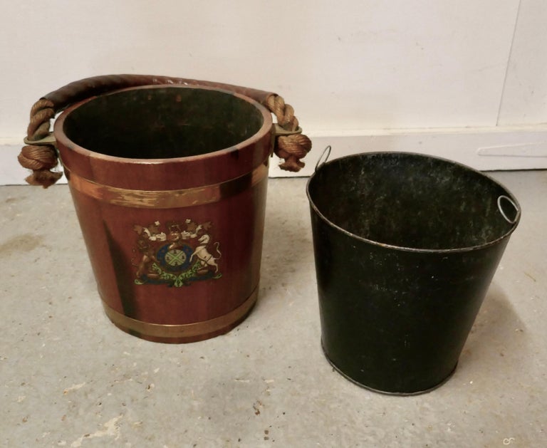 Ships Oak Bucket, Coal Bucket with a Metal Liner For Sale at 1stDibs
