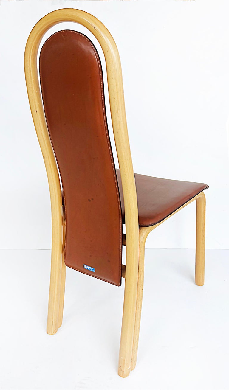 A. Sibau Italian Postmodern Stitched Leather Dining Chairs, Set of 6 ...
