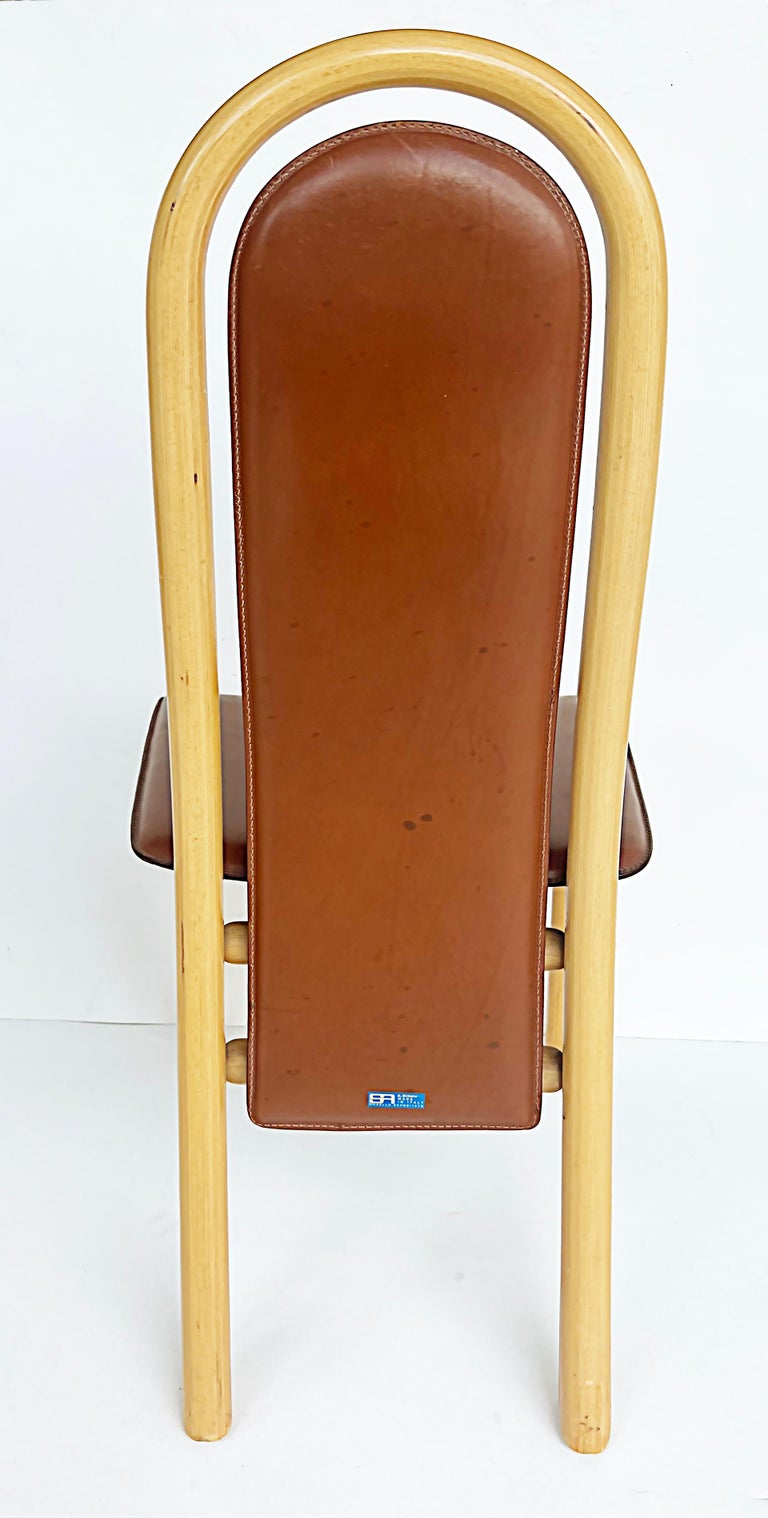 A. Sibau Italian Postmodern Stitched Leather Dining Chairs, Set of 6 ...
