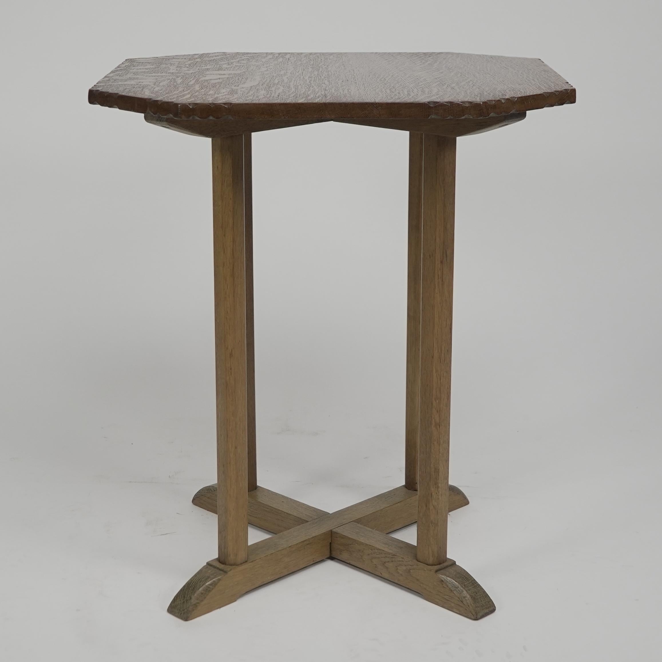 A side or occasional table with an octagonal quarter sawn oak top For ...
