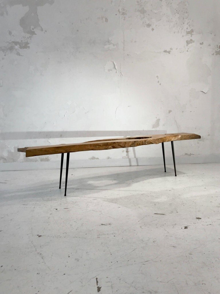 Side Table Cut in Massive Wood Piece, France, 1950 For Sale at 1stDibs