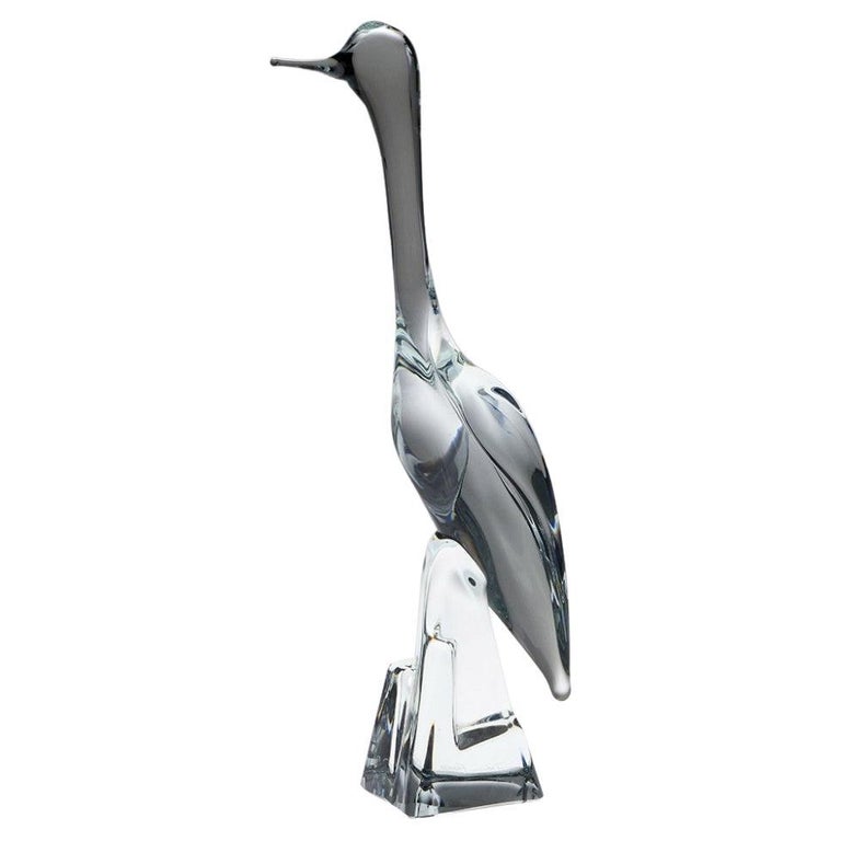 A Signed Daum Glass Egret Sculpture c2004 For Sale at 1stDibs