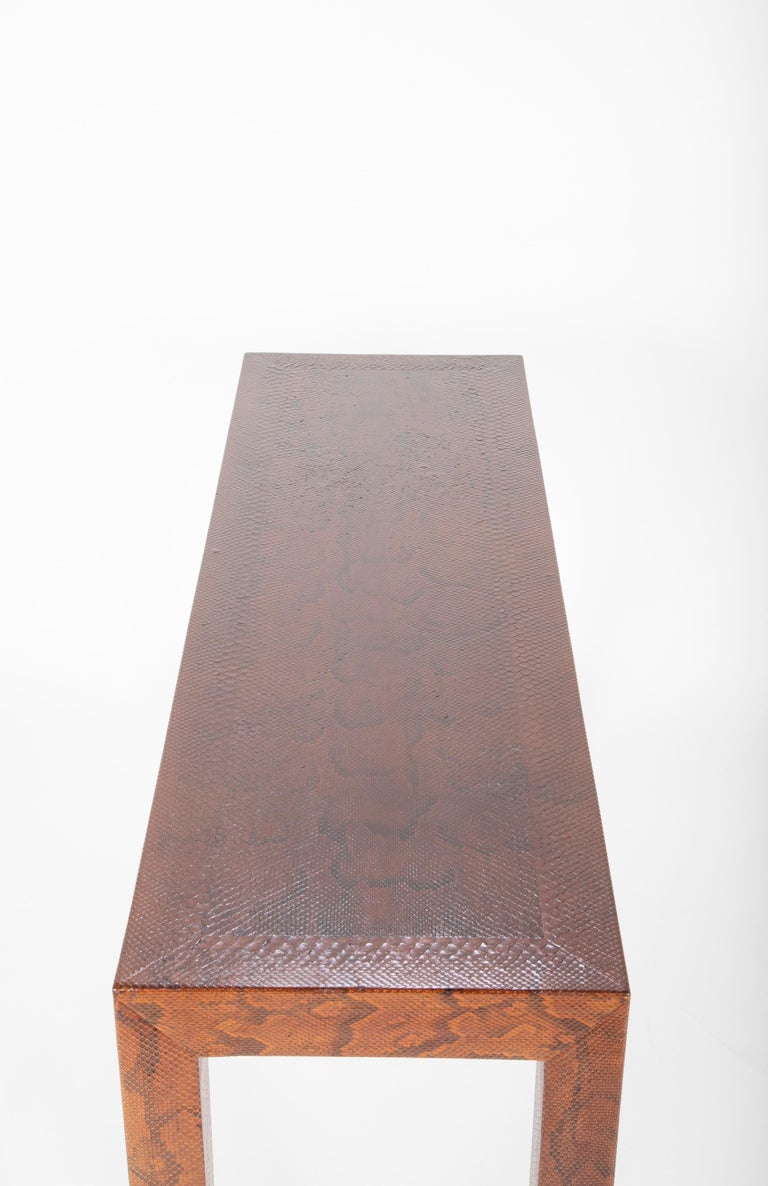 Signed Karl Springer Python Skin Parsons Table For Sale at 1stDibs