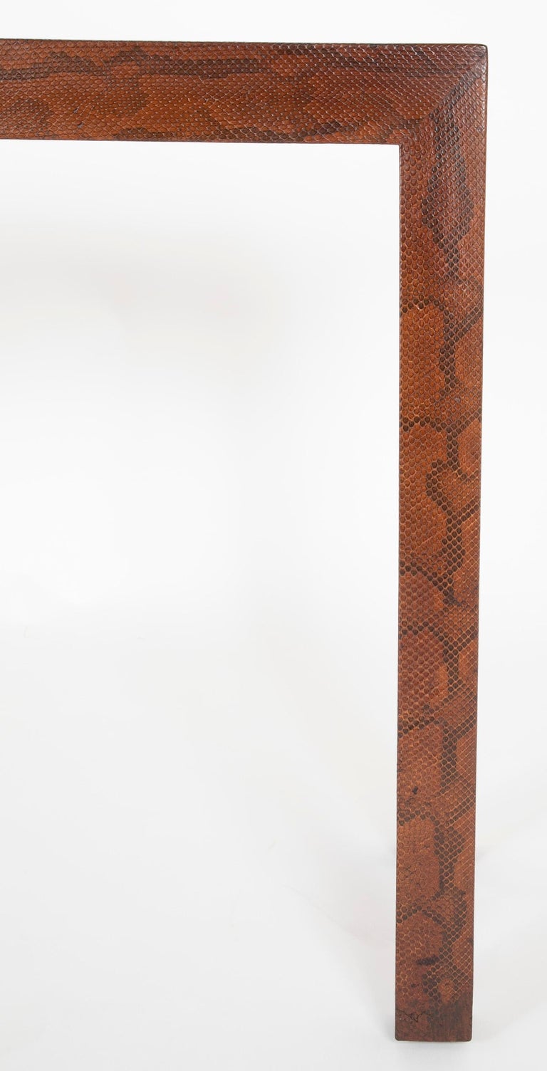Signed Karl Springer Python Skin Parsons Table For Sale at 1stDibs