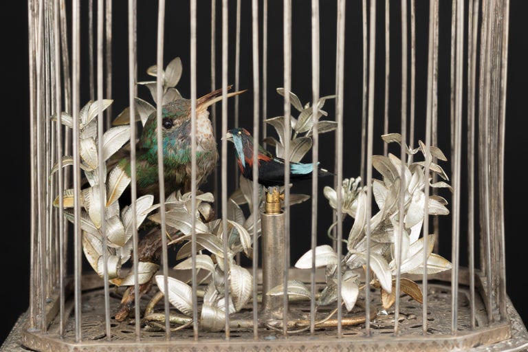 Silver Bird Cage with Music, circa 1920 For Sale at 1stDibs