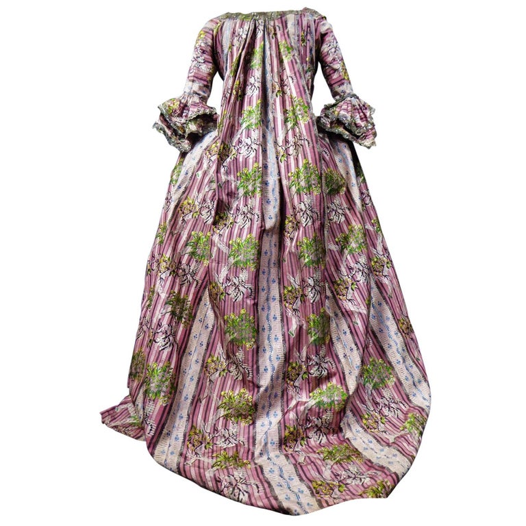 A Silver Silk Brocade French Court Robe à la Française- Circa 1765/1780 ...