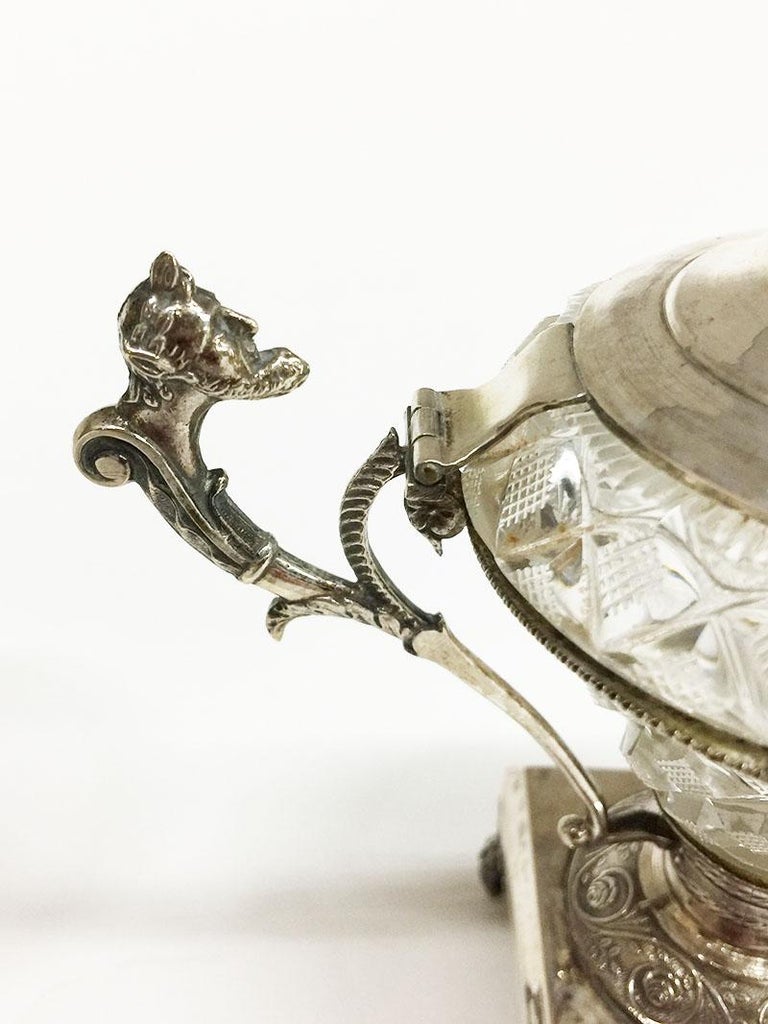 Silver with Crystal Serving Set with 2 Small Candy Dishes and 2 Salt ...