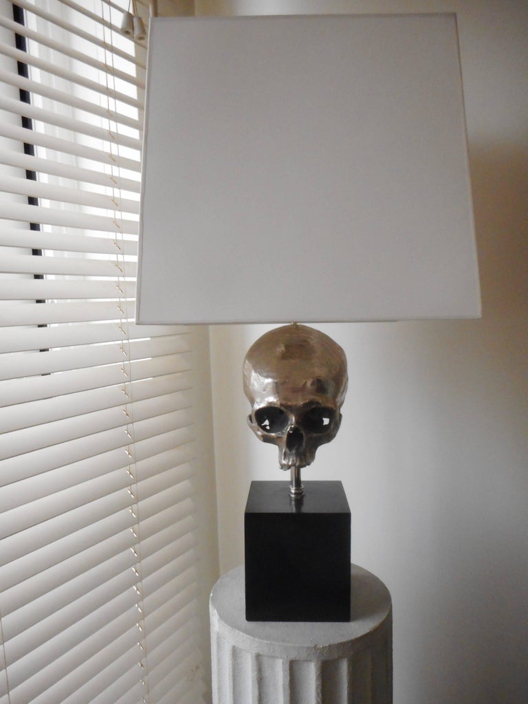 A Silvered Bronze Skull Table Lamp at 1stDibs | skull table lamps