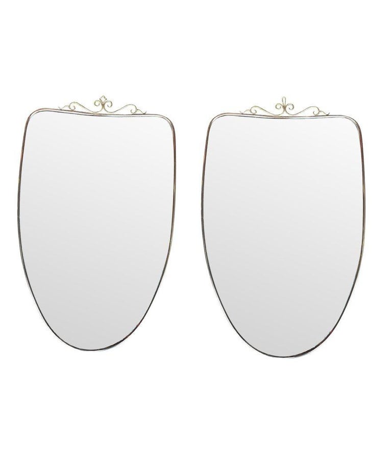 Similar Pair of Original 1960s Italian Shield Mirrors with Scroll Top ...