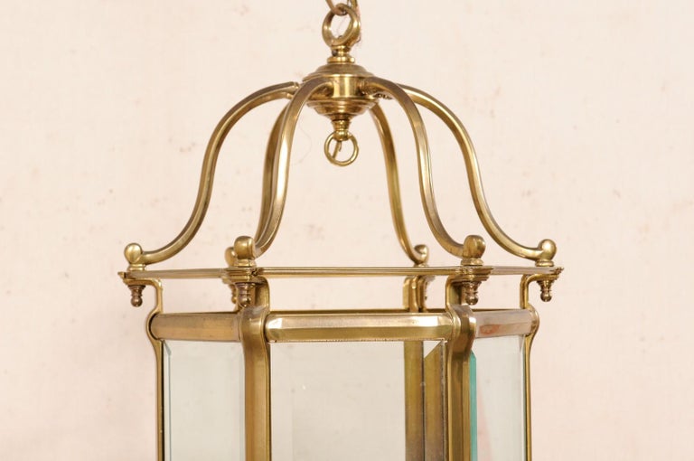 Single Neoclassical Style Brass Lantern For Sale at 1stDibs