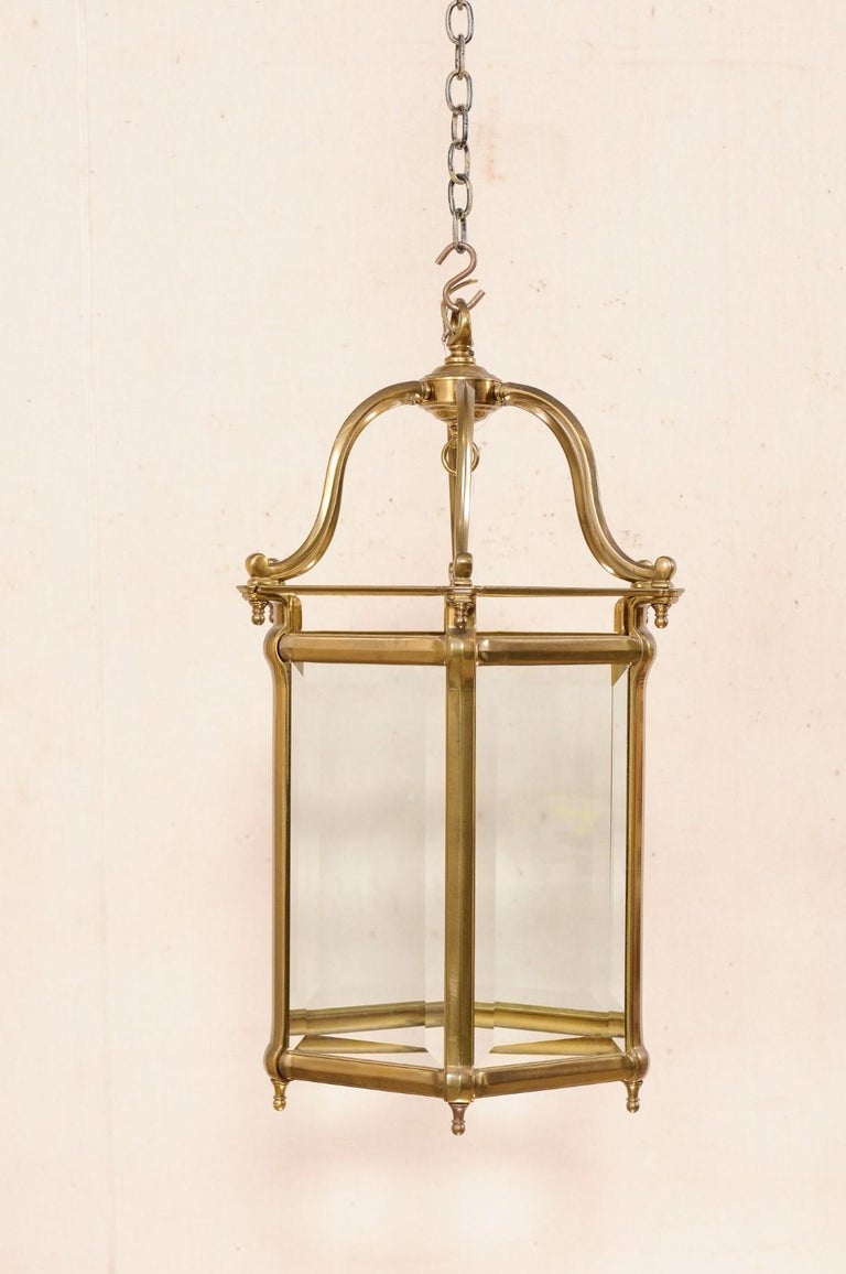 Single Neoclassical Style Brass Lantern For Sale at 1stDibs