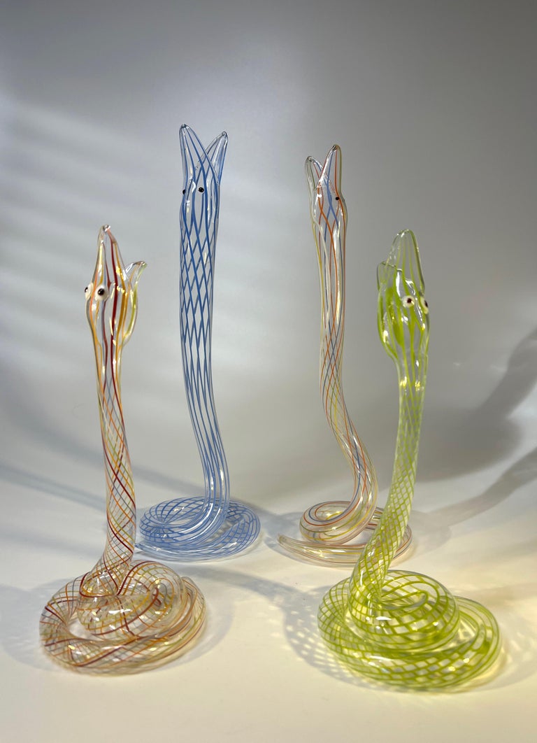 Slither of Whimsical Bimini Glass Lampwork Art Deco Snake Vases, c1920 ...