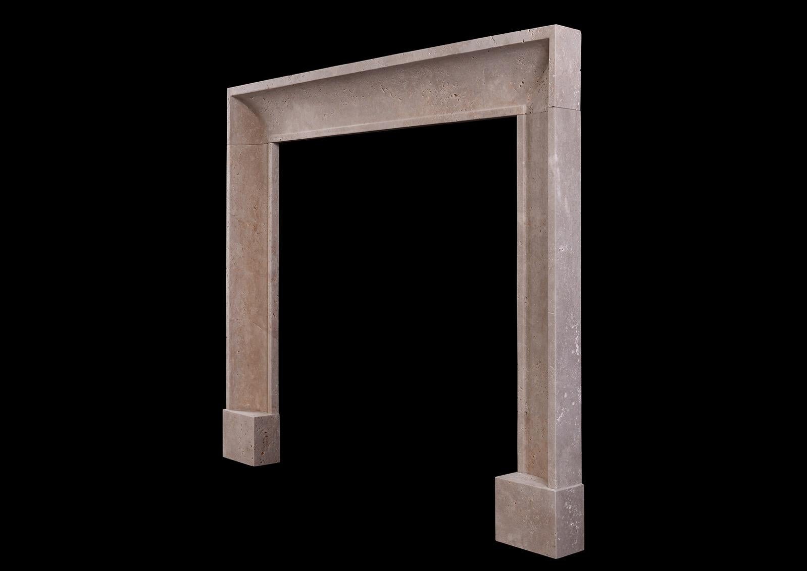 Small, Architectural Fireplace in Travertine Stone For Sale at 1stDibs ...