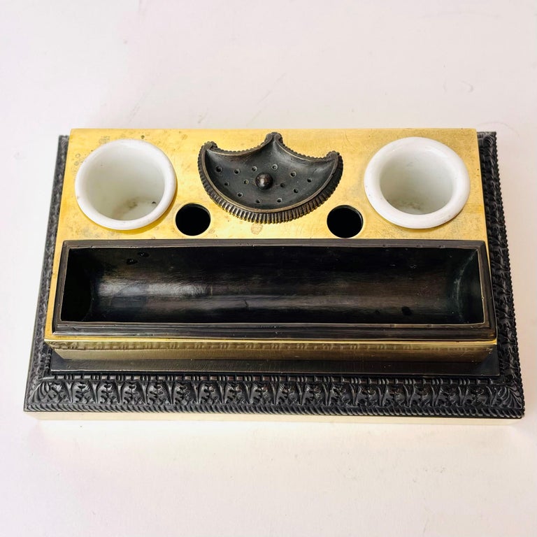 Small Empire Inkwell in Gilded and Dark Patinated Bronze from the 1820s ...