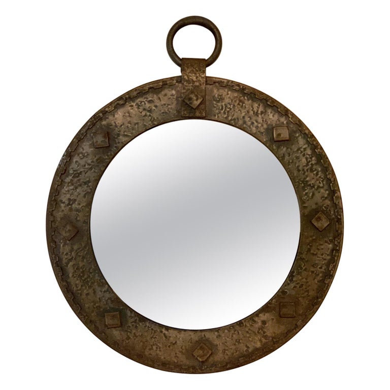 Small French 1950s Round Mirror at 1stDibs