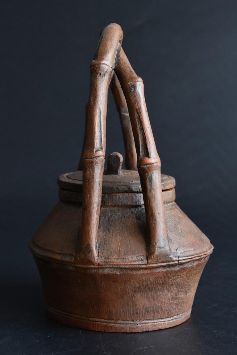 Small Japanese Kettle Made by Carving Bamboo/Sculpture / Meiji Era ...