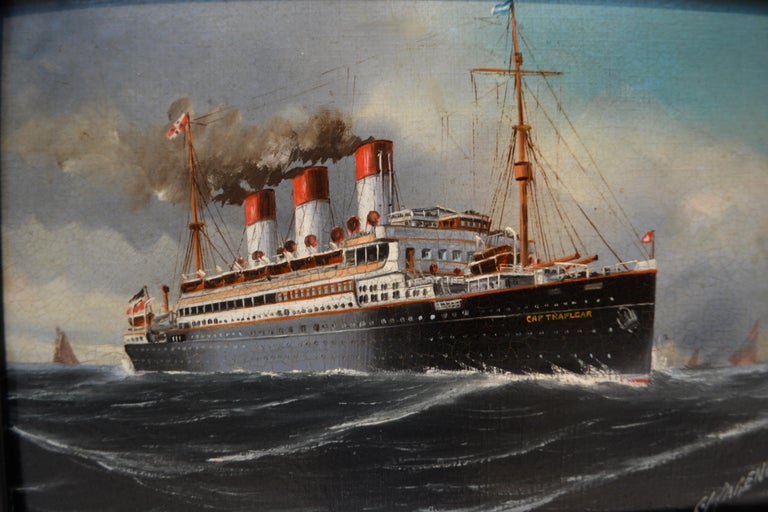 Small Paining of the German Steamship Cap Trafalgar Sunk off Trinidad ...