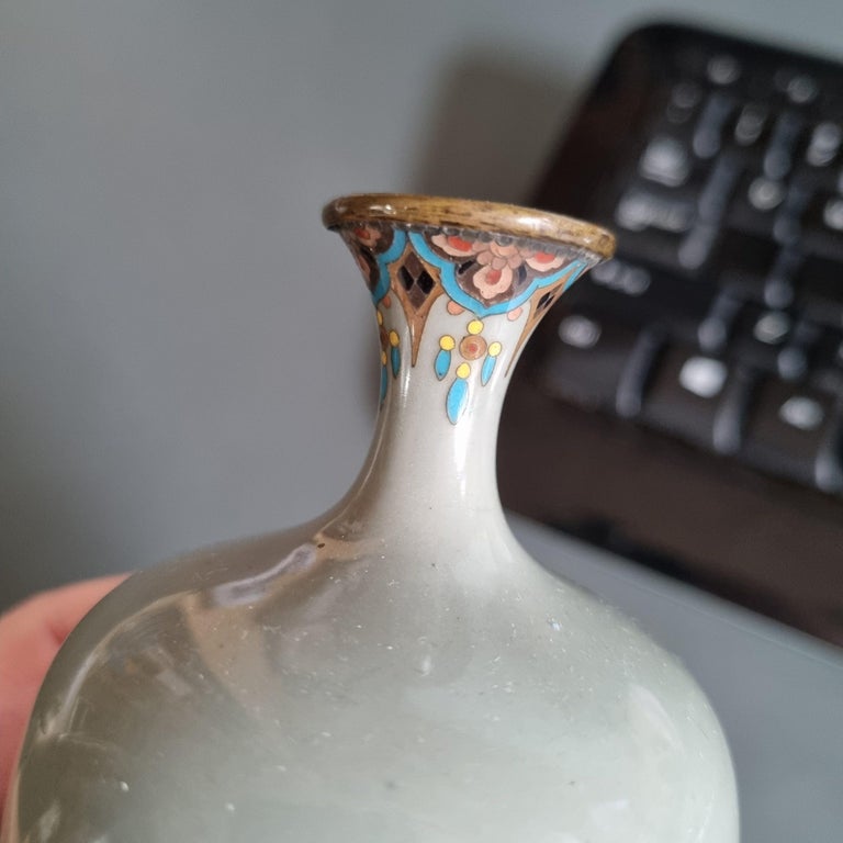 Small Vase with Birds Dove Pigeon Cloisonné Enamel Meiji Period '1868 ...