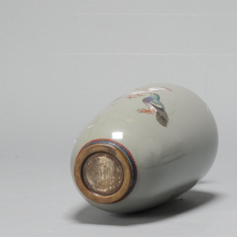 Small Vase with Birds Dove Pigeon Cloisonné Enamel Meiji Period '1868 ...