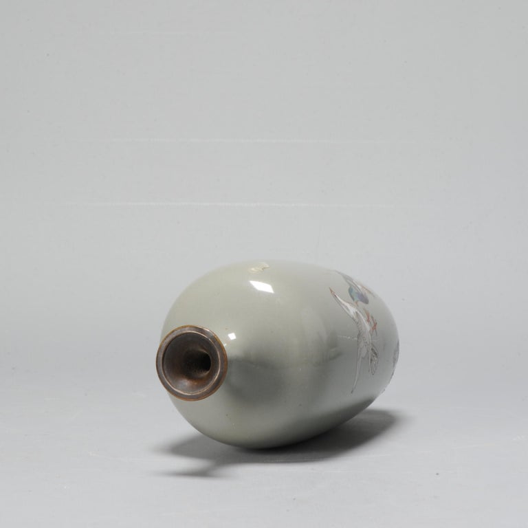 Small Vase with Birds Dove Pigeon Cloisonné Enamel Meiji Period '1868 ...