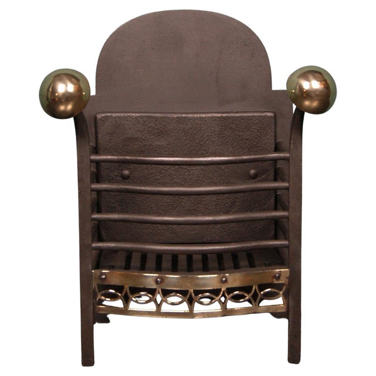 A Small Wrought and Gun-Metal Railed Fire Basket For Sale at 1stDibs