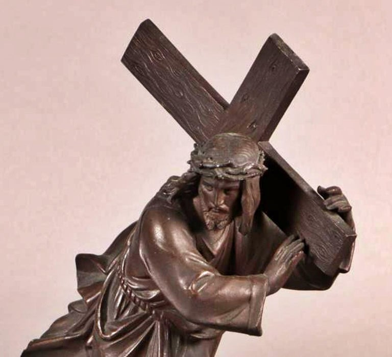Spanish Bronze Sculpture End 19th Century "Christ Carrying the Cross ...