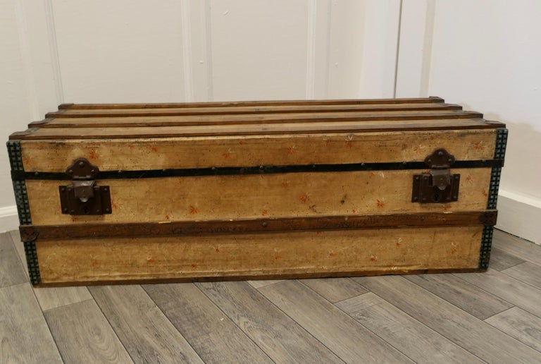 Spanish Folk Art Travel Chest or Steamer Trunk For Sale at 1stDibs