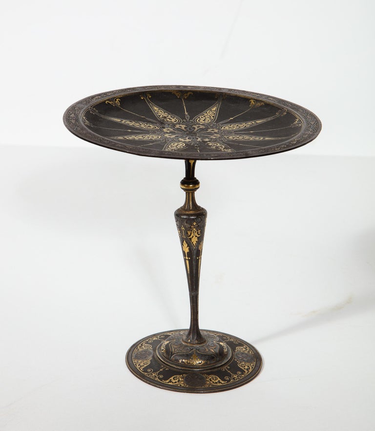 Spanish Gold and Silvered Damascened Tazza Centerpiece, Possibly ...