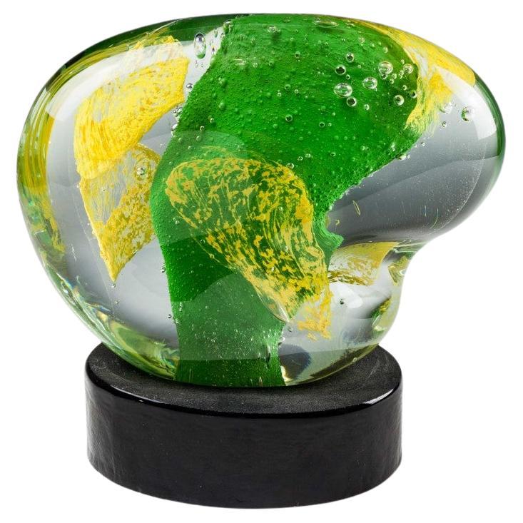 Murano Art Glass Green and Gold Tree Sculpture, 1980 at 1stDibs