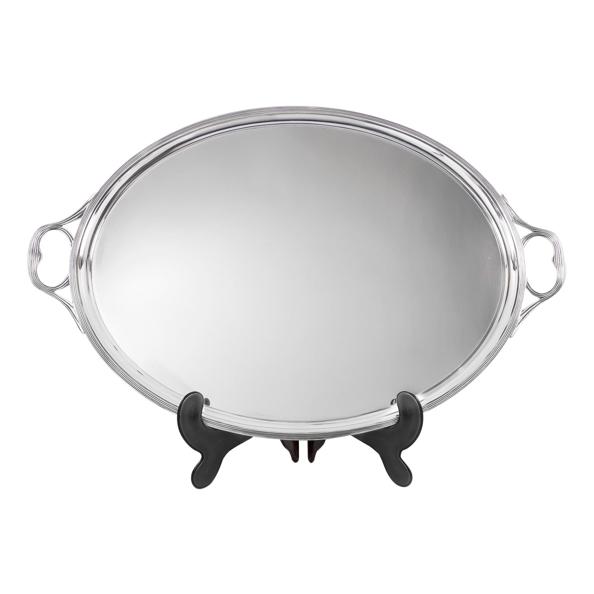 21" Large Round Antique, Sterling Silver Footed Tray / Salver at ...