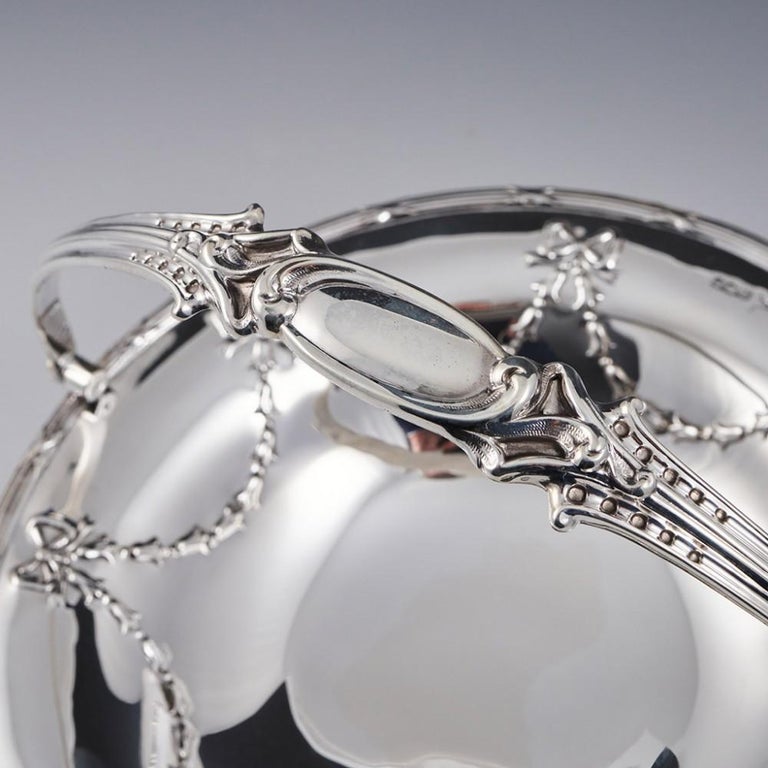 Sterling Silver Swing Handle Fruit Basket For Sale at 1stDibs