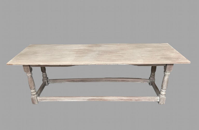Stripped and Limed Good Size Oak Table For Sale at 1stDibs