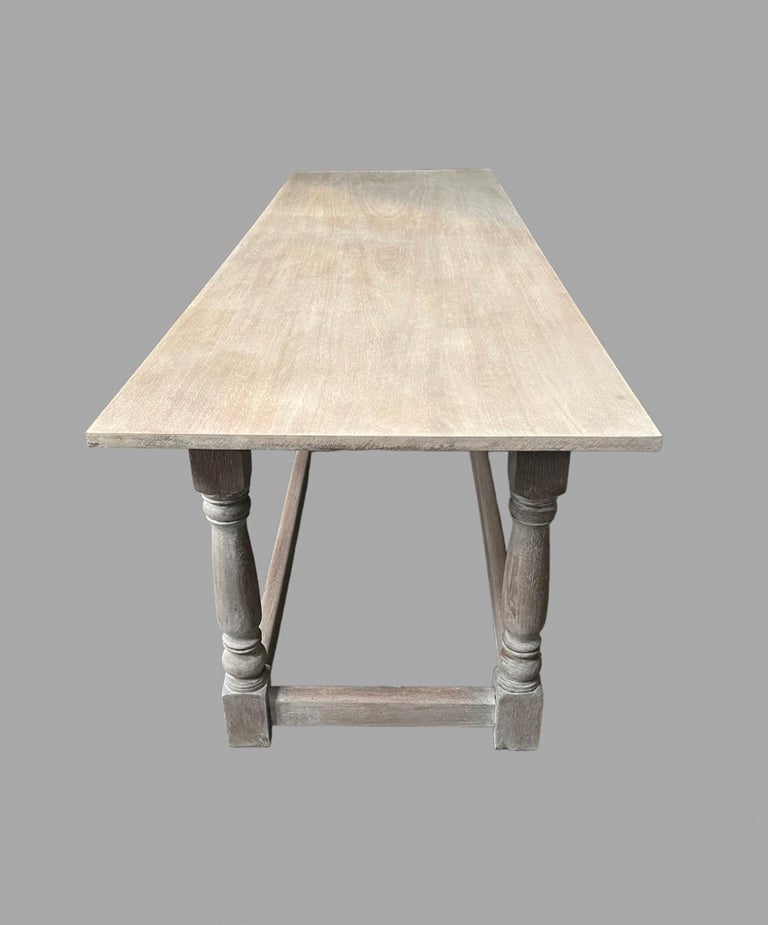 Stripped and Limed Good Size Oak Table For Sale at 1stDibs