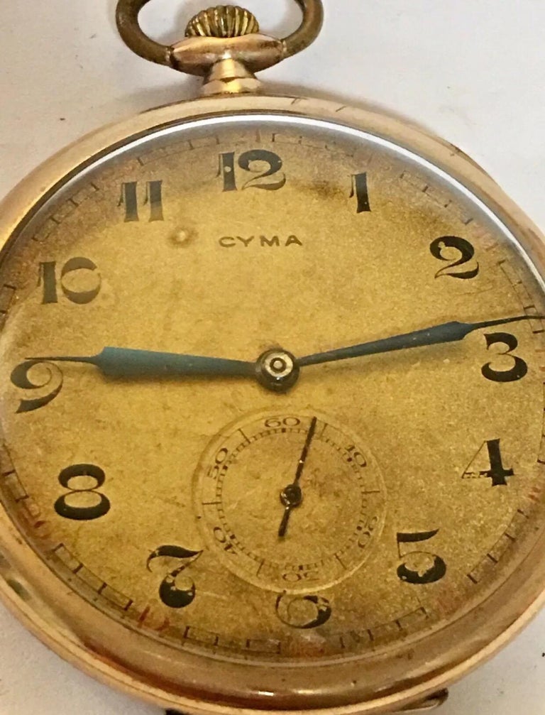 Stunning Gold-Plated Cyma Dress Pocket Watch For Sale at 1stdibs