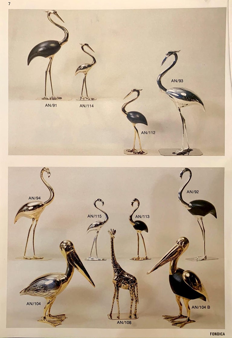 Stunning Large Brass Flamingo Sculpture by Fondica with Hinges Back ...