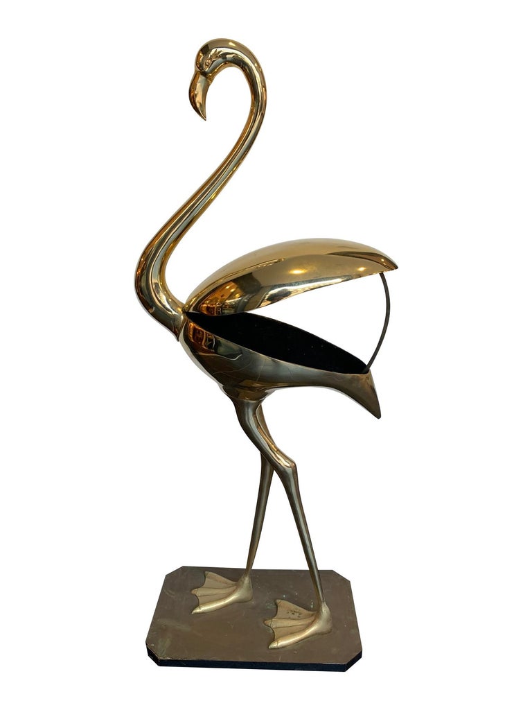 Stunning Large Brass Flamingo Sculpture by Fondica with Hinges Back ...