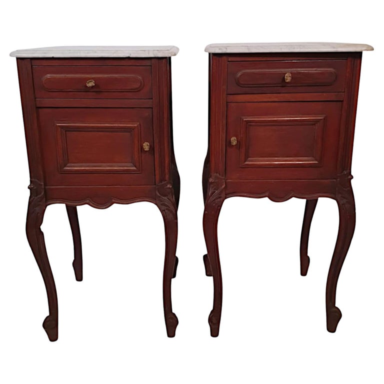 A Stunning Pair of 19th Century French Marble Top Bedside Lockers For ...
