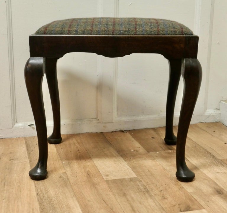 A Sturdy Victorian Oak and Tweed Library Stool. For Sale at 1stDibs